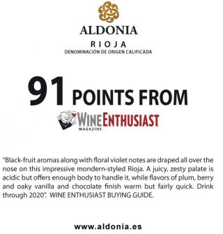 Aldonia 91 puntos en Wine Enthusiast Magazine | Aldonia